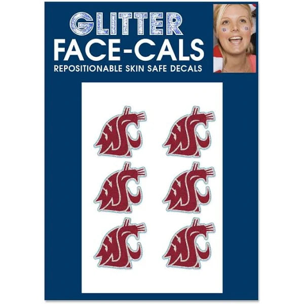 WSU Glitter Face-Cal Tattoos – Cougarwear