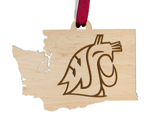 WSU Maple Wood Map Ornament – Cougarwear